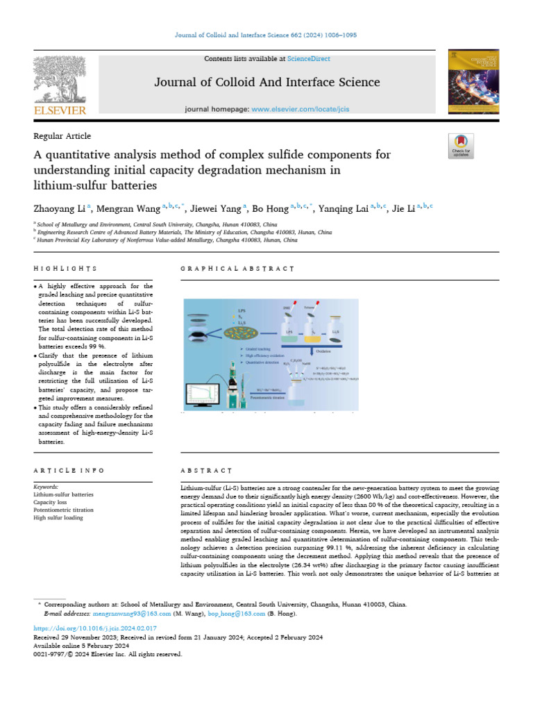 A Quantitative Analysis Method of Complex Sulfide Compo - 2024 ...