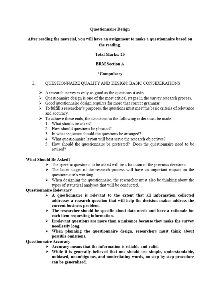 Assignment - Questionnaire Development - Chapter 15 | PDF | Survey Methodology | Questionnaire