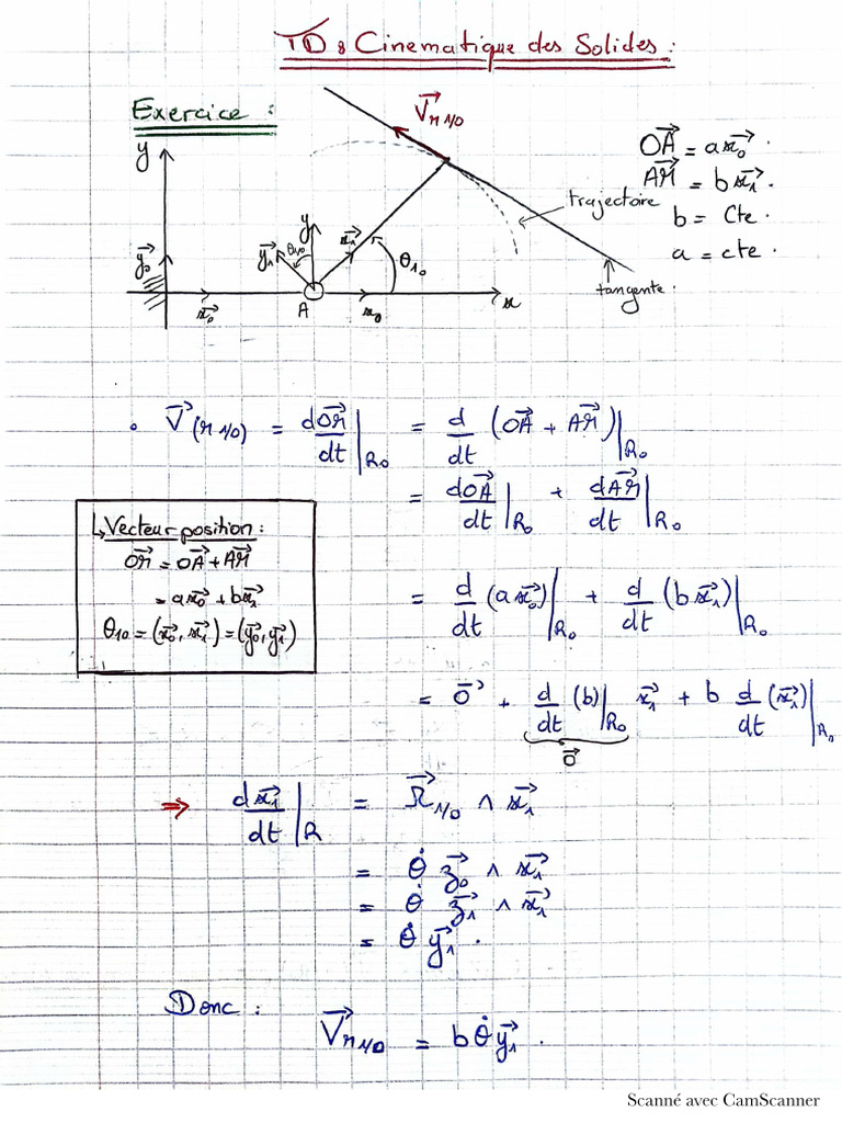 Correction TD Cinematique Du Solide | PDF
