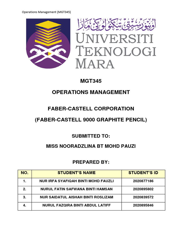Written GP Report of Faber Castell (MGT345) | PDF | Pencil