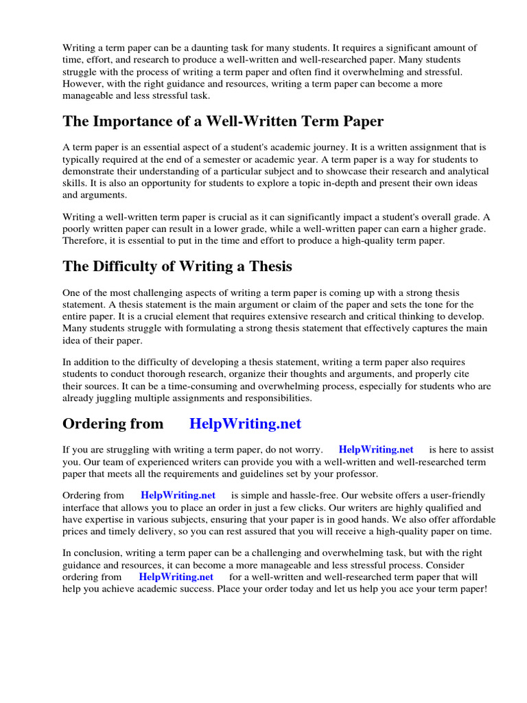Sample Format of Term Paper | PDF | Thought | Academic Publishing