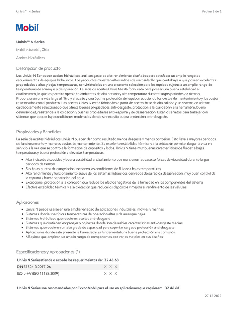 Univis™ N Series | PDF | Líquidos | Corrosión