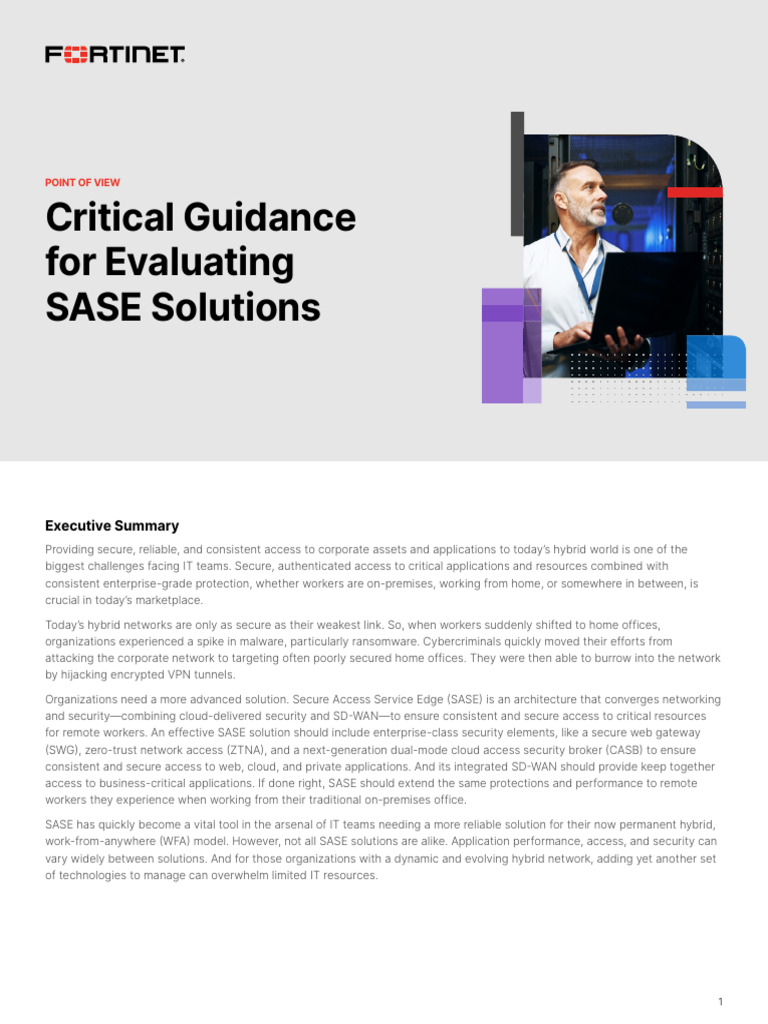 Critical Guidance For Evaluating SASE Solutions | PDF | Cloud Computing | Security