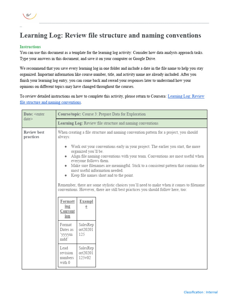 Learning Log - Review File Structure and Naming Conventions | Download Free PDF | Computer File ...