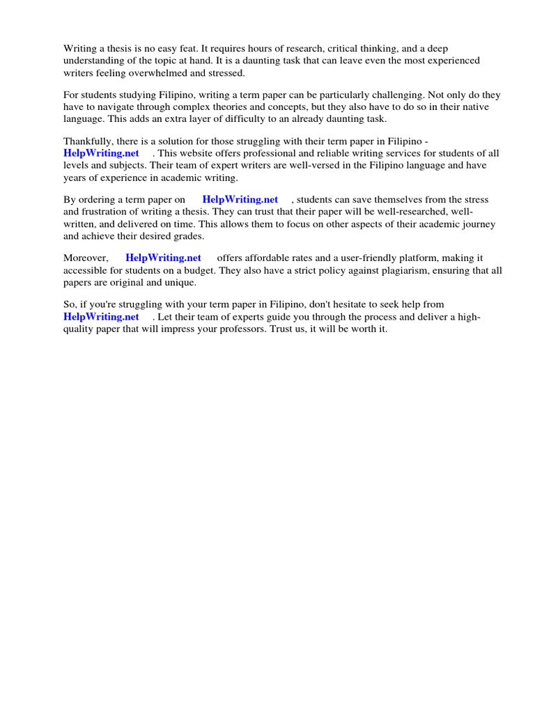 Halimbawa NG Term Paper Sa Filipino Analysis | PDF | Tagalog Language ...