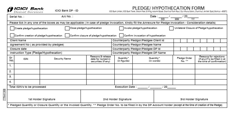 Pledge Hypothecation Formand Annexure | PDF | Business Law | Debt