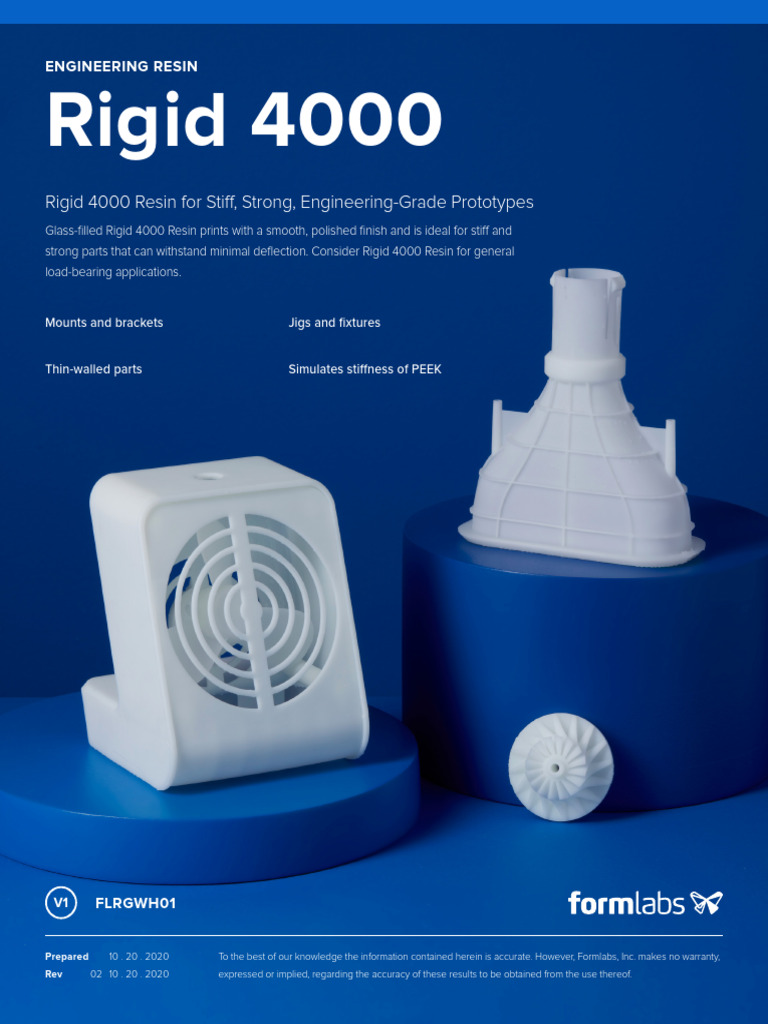 Rigid 4000 Resin Datasheet | PDF | Stiffness | Pascal (Unit)