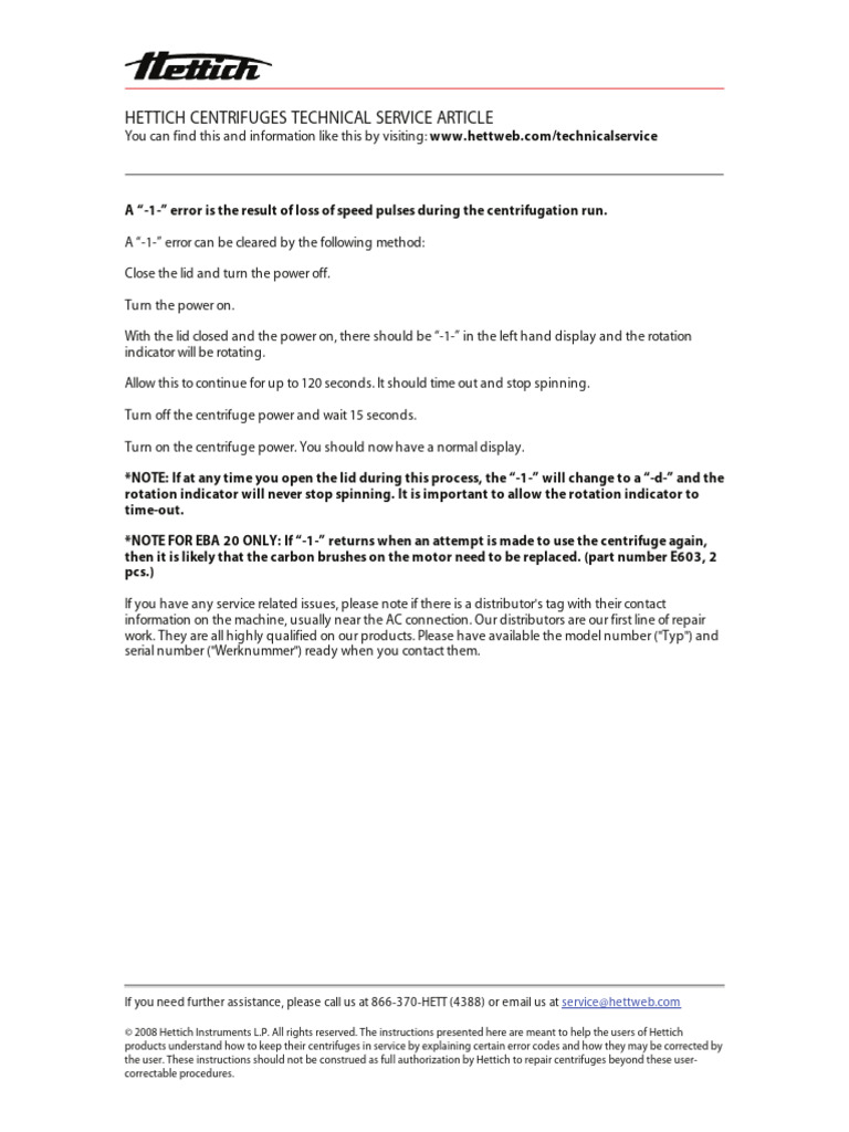 Hettich - Error Codes | PDF | Electrical Engineering | Electromagnetism