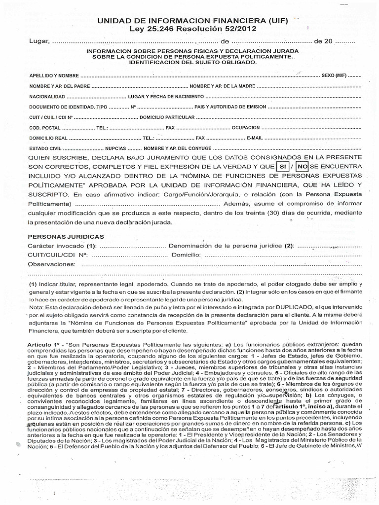 Formulario PEP | PDF