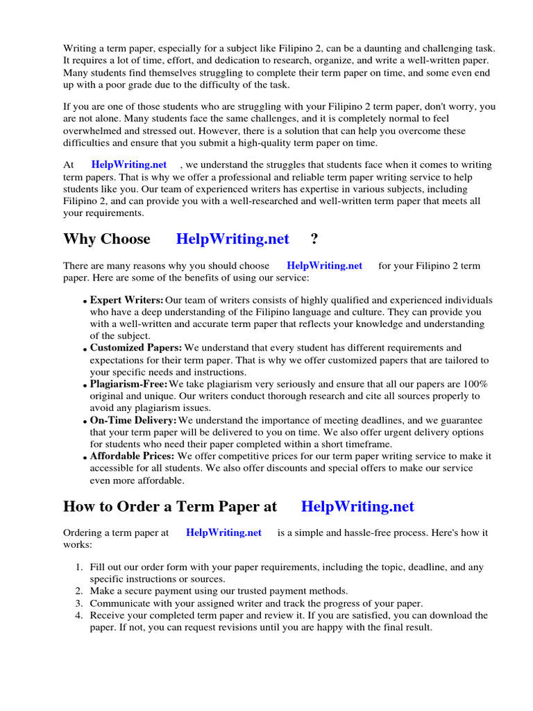 Filipino 2 Term Paper | PDF | Tagalog Language | Expert