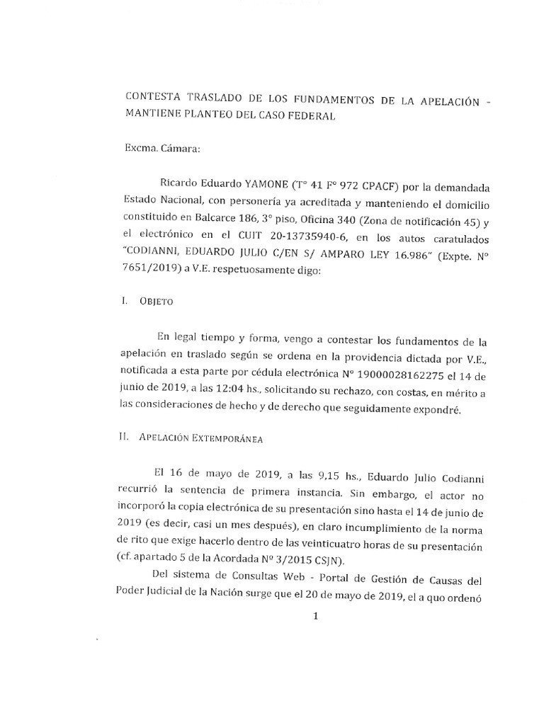 2019 06 21 Codianni - Pen Contesta Apelaciocc81n | PDF