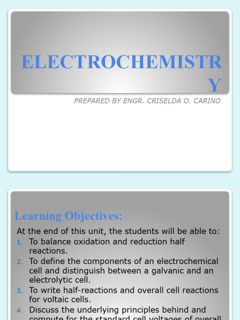 Electrochemistry | PDF | Electrochemistry | Redox