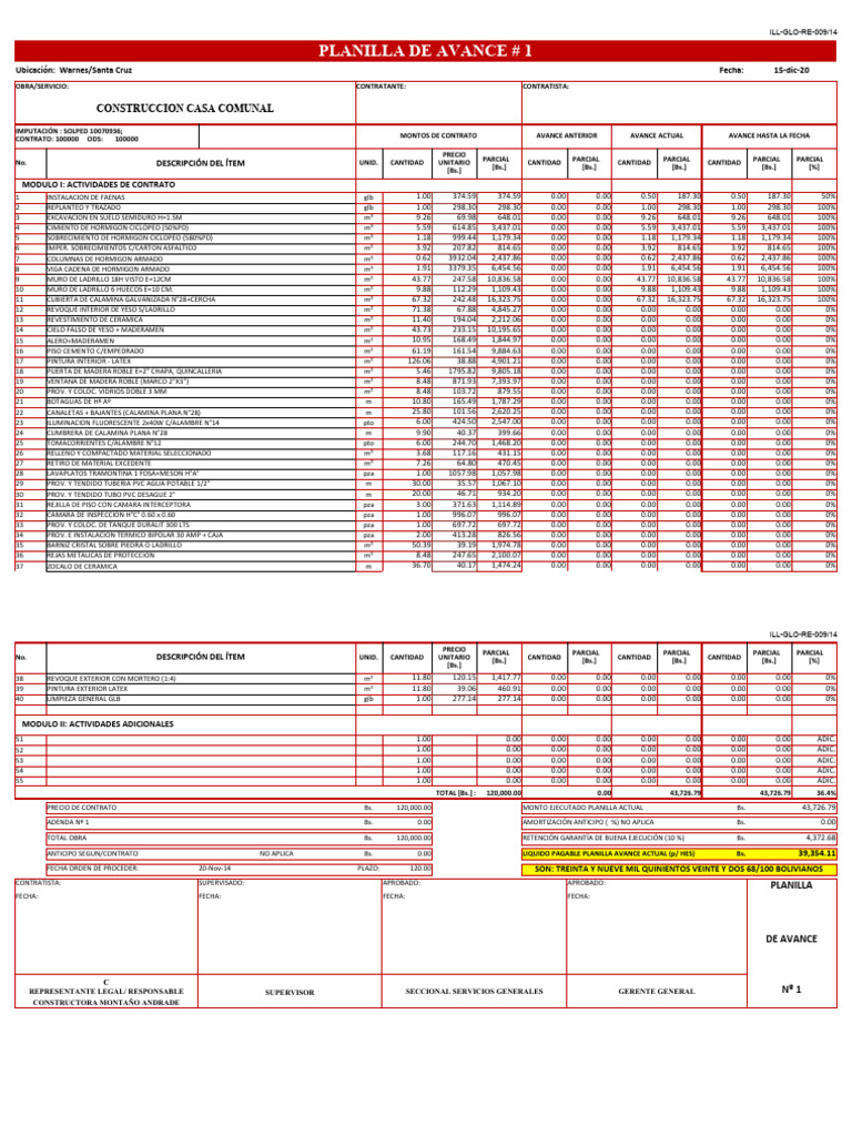 Hoja Nº7 Planilla de Avance | PDF | Ingeniería estructural | edificio