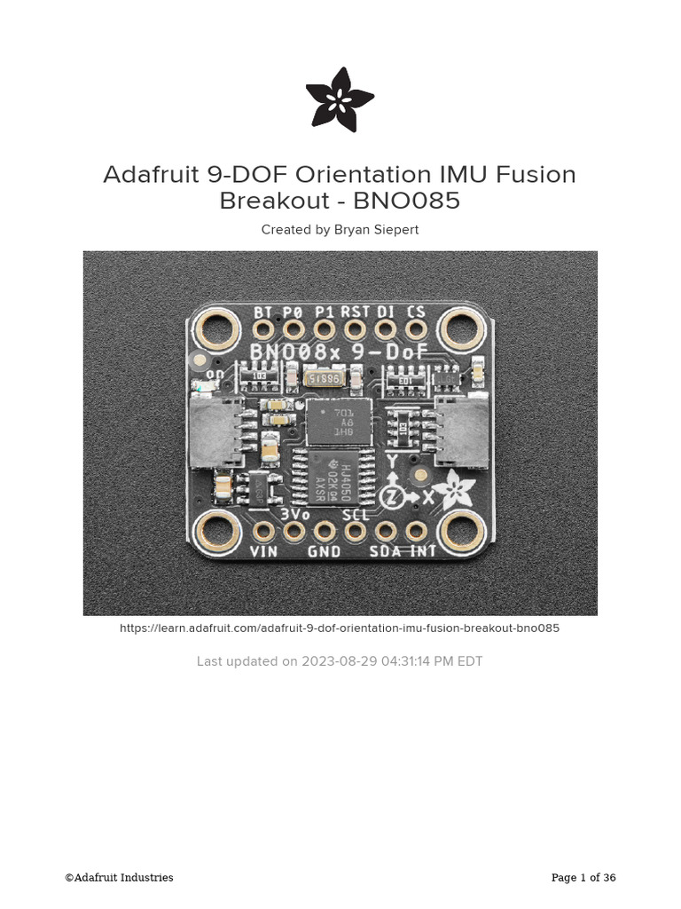 Adafruit BNO085 IMU Fusion Breakout Guide | PDF | Gyroscope | Magnetometer