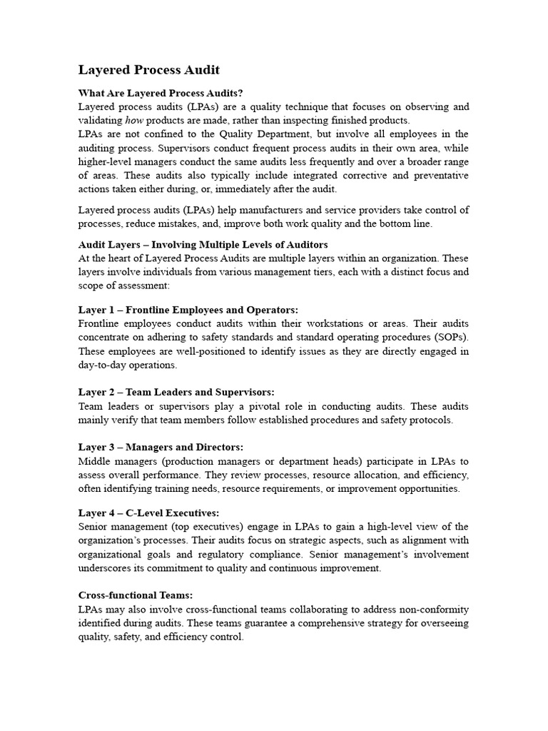 Understanding Layered Process Audits | PDF | Audit | Regulatory Compliance