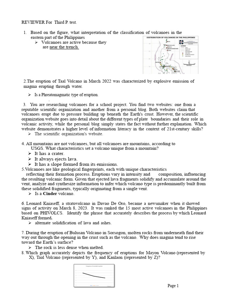 Science G9 3RD Quarter Reviewer | PDF | Volcano | Types Of Volcanic ...