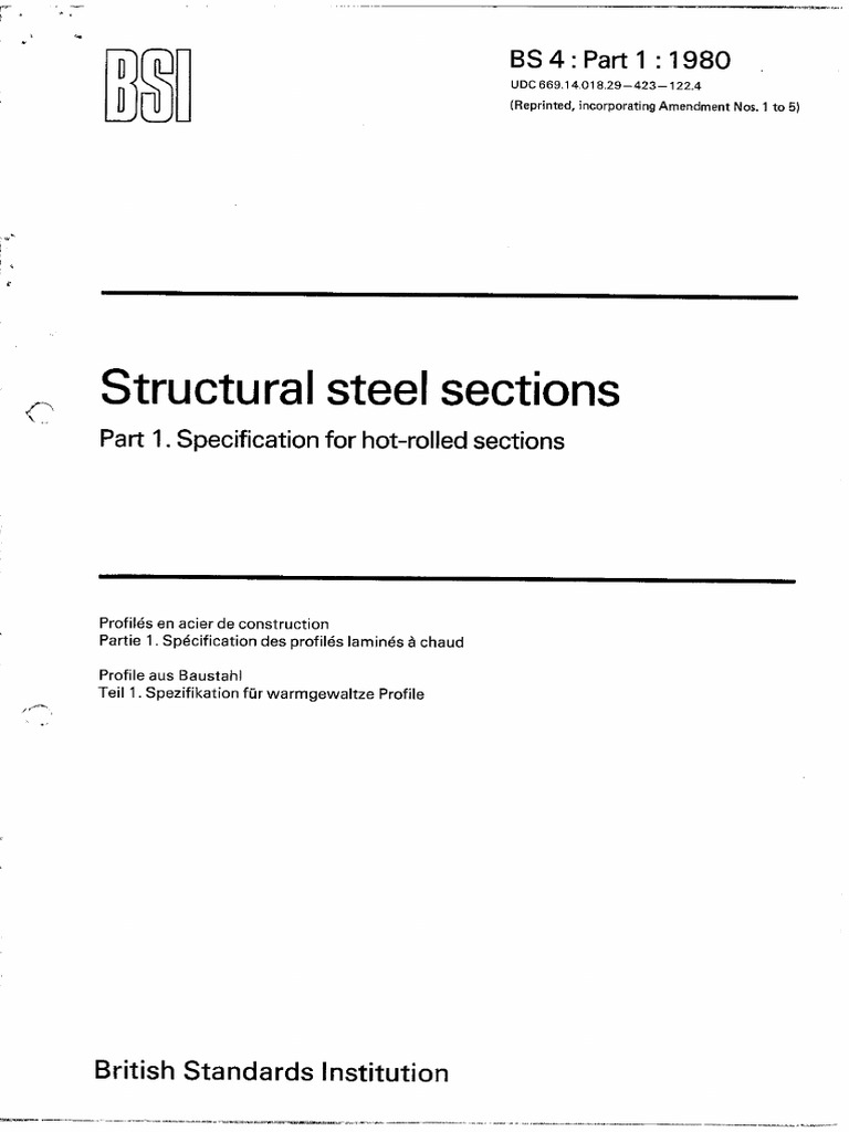 BS-4part1 STRUCTURAL STEEL SECTIONS | PDF