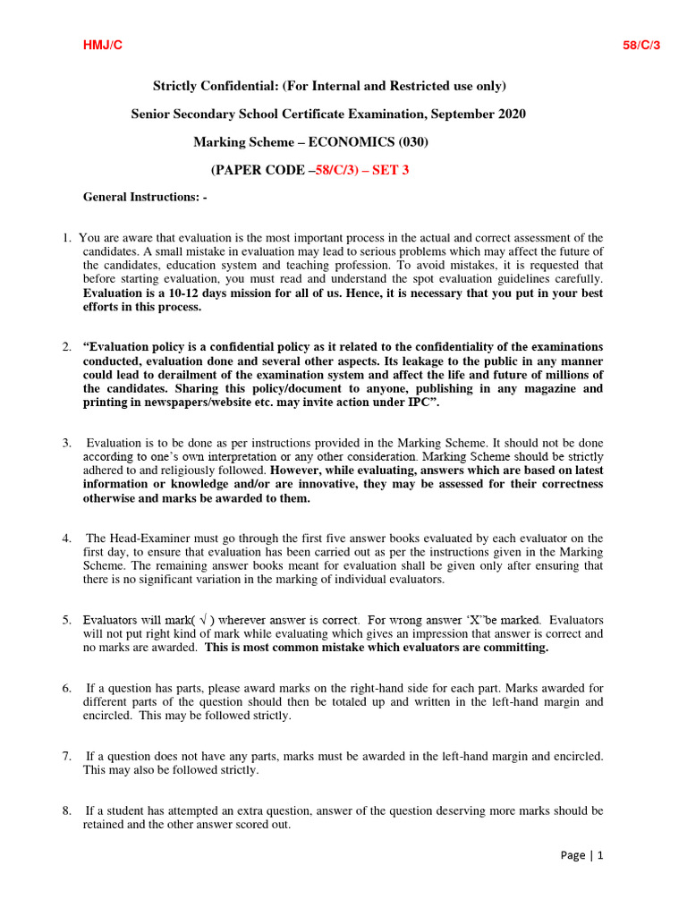 Economics Marking Scheme Guidelines | PDF | Balance Of Payments | Banks