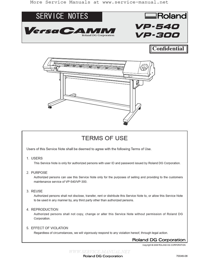 ROLAND VersaCamm VP 540 Service Manual | PDF | Fuse (Electrical) | Electrical Wiring