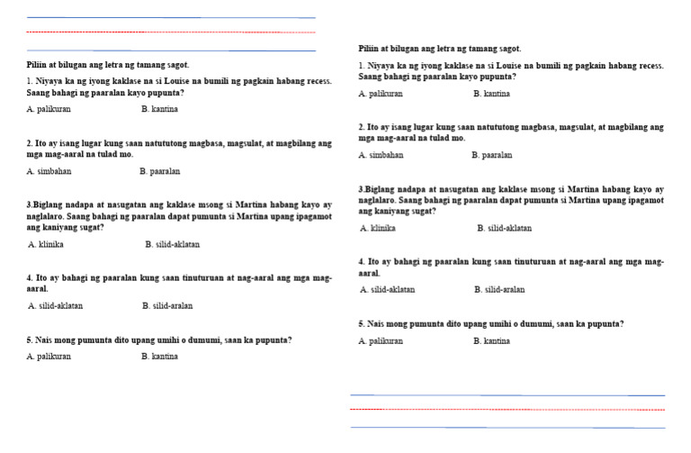 CO3 - Pagtataya - Ang Sarili Naming Paaralan | PDF