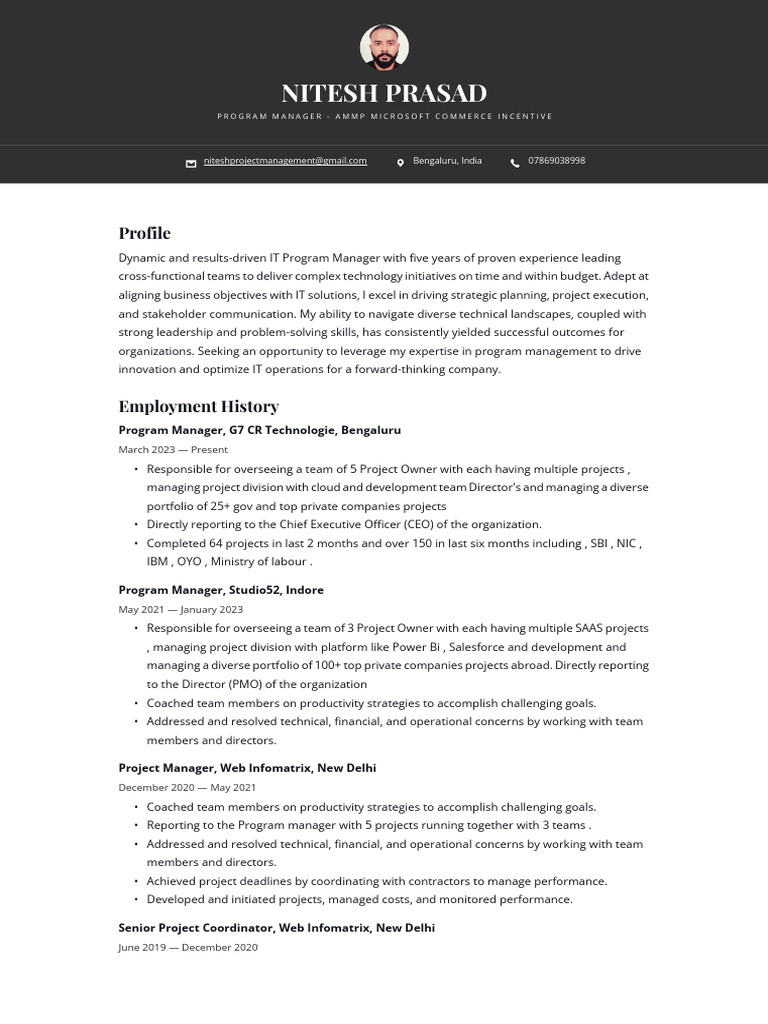 NITESH PRASAD - PROGRAM MANAGER - AMMP Microsoft Commerce Incentive ...