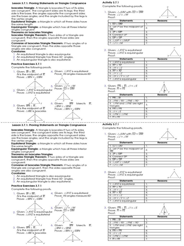 Triangle Congruence Proofs Explained | PDF | Triangle | Theorem