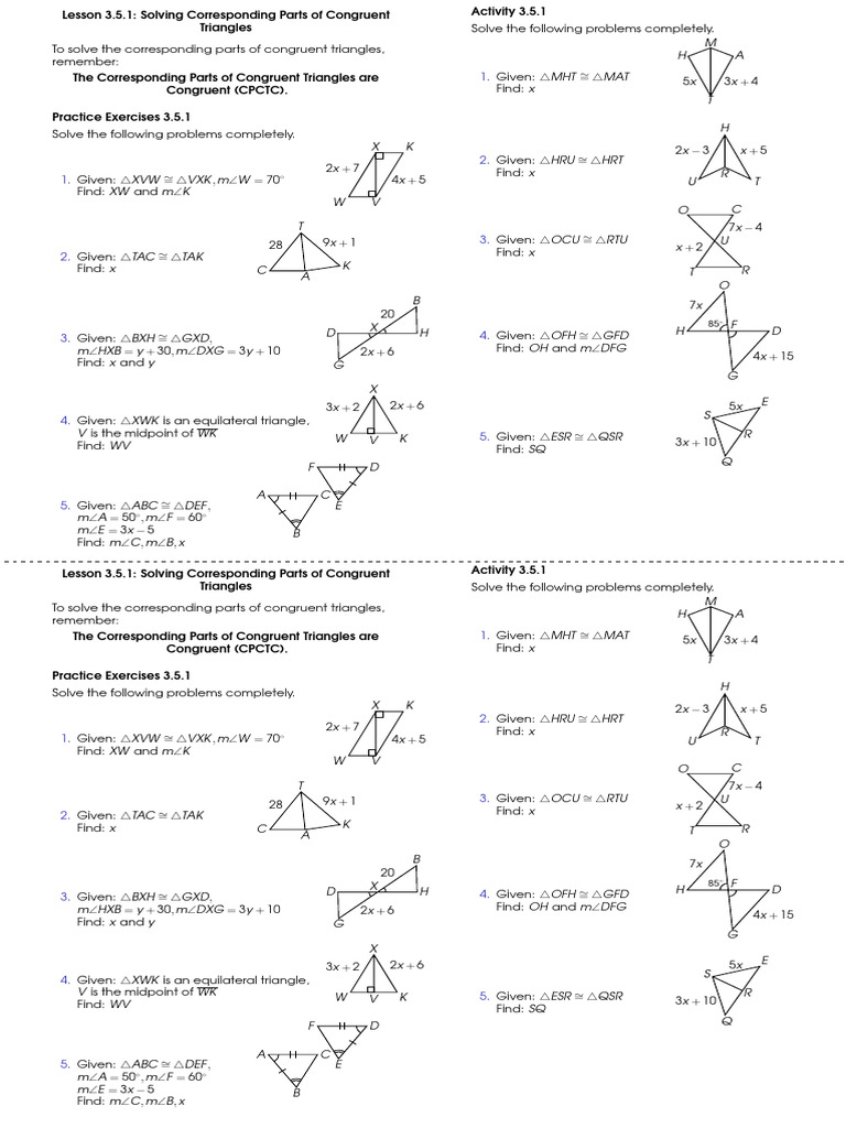Solving Parts of Congruent Triangles | PDF | Euclidean Geometry | Geometry