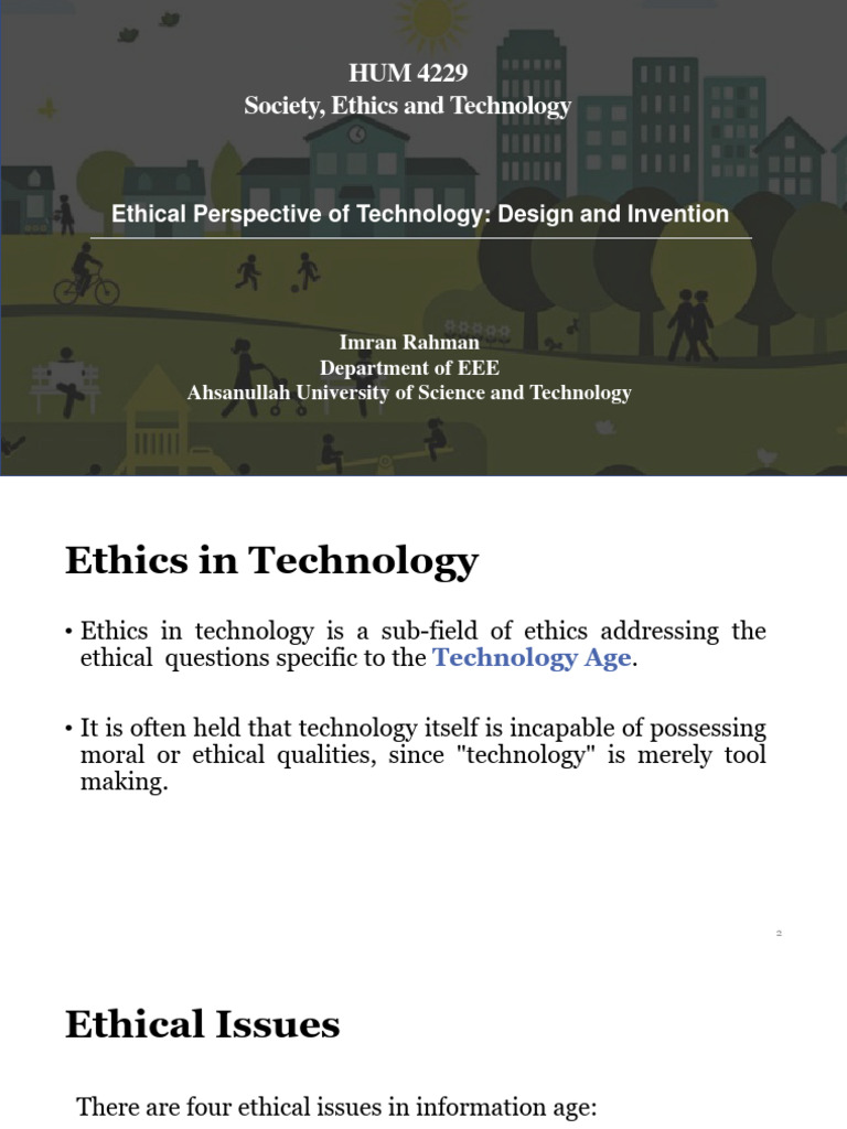 Chapter 4 - Ethical Perspective of Technology - Design and Invention ...