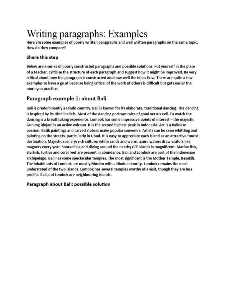 Writing Paragraphs | PDF | Travel | Language Arts & Discipline