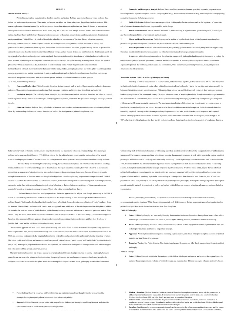Polsc 3 Intro To Political Theory | PDF | Political Philosophy | State (Polity)