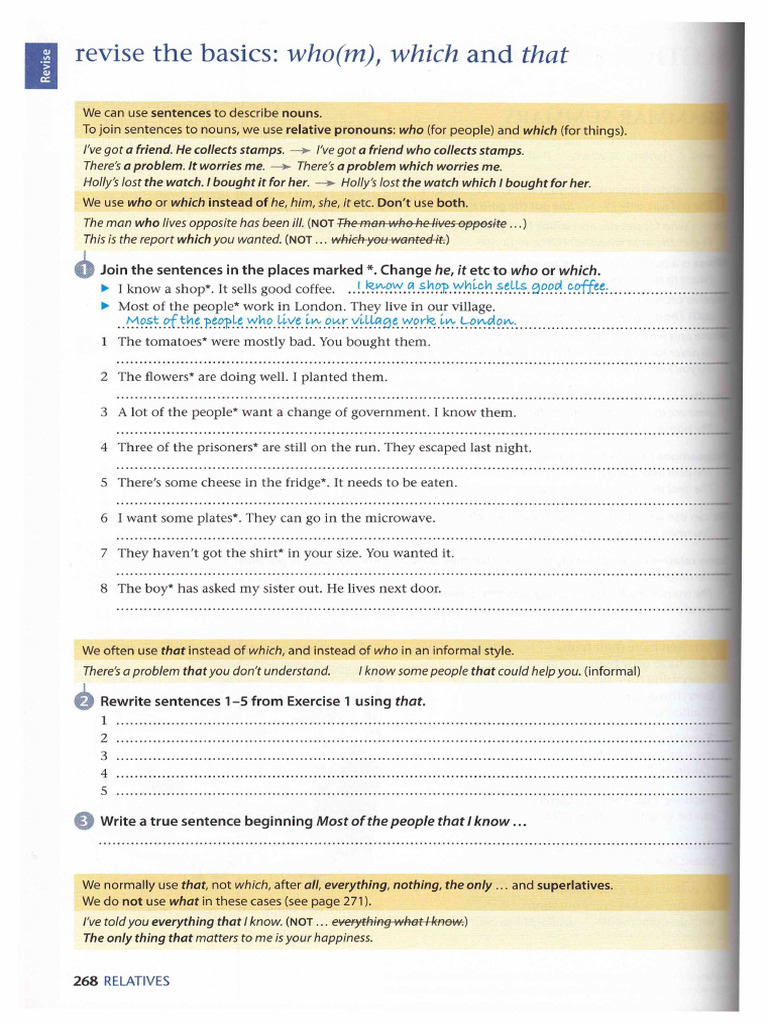 Grammar - Relative Clauses (Who, Which, That) | PDF