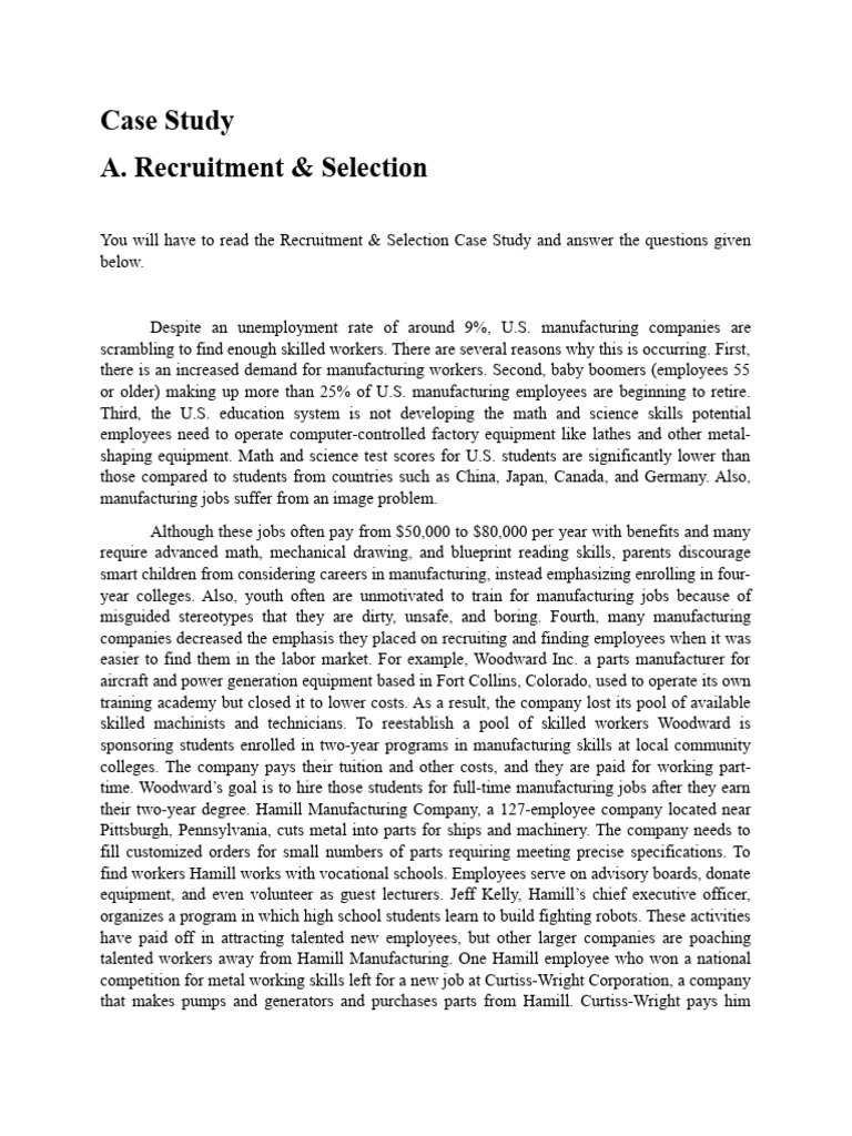 Case Study Recruitment Selection HRM | PDF | Employment | Recruitment
