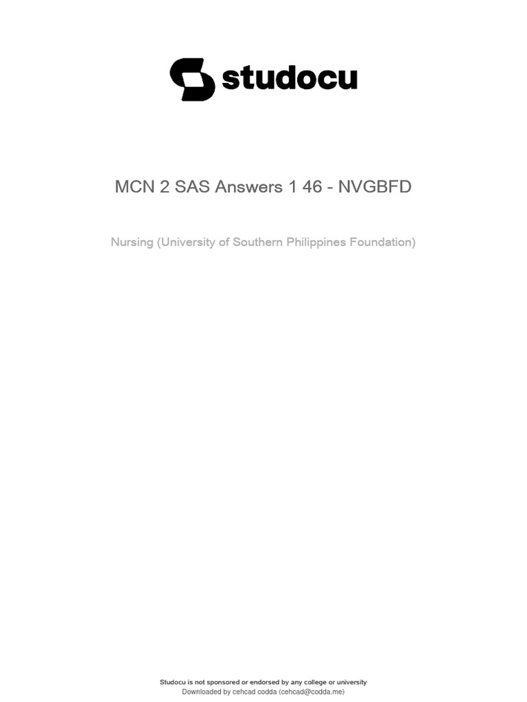 MCN 2 Sas Answers 1 46 NVGBFD | PDF | Miscarriage | Hyperglycemia