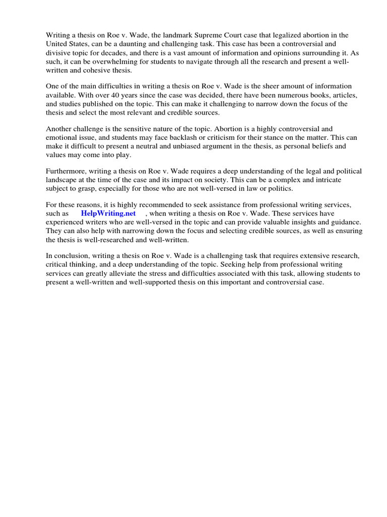 Roe V Wade Term Paper | PDF | Abortion In The United States | Roe V. Wade