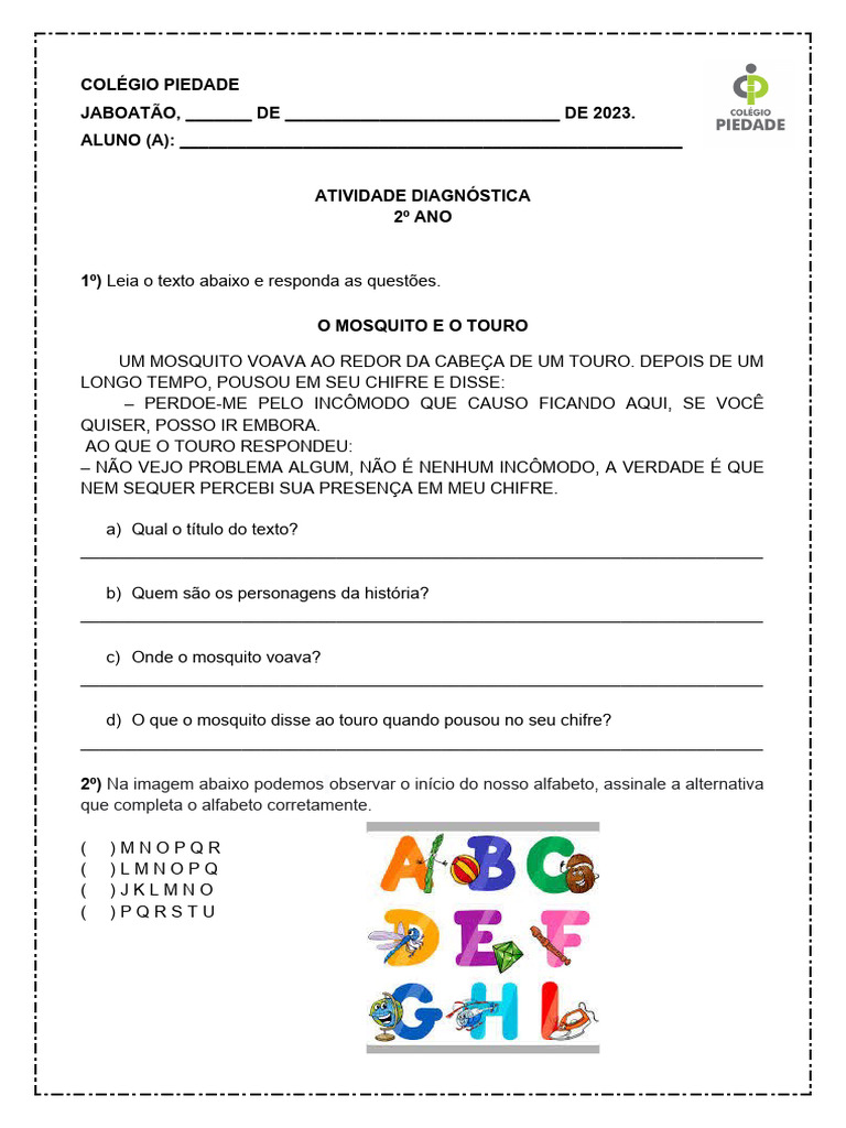 2º ANO | PDF | Alfabeto | Linguística
