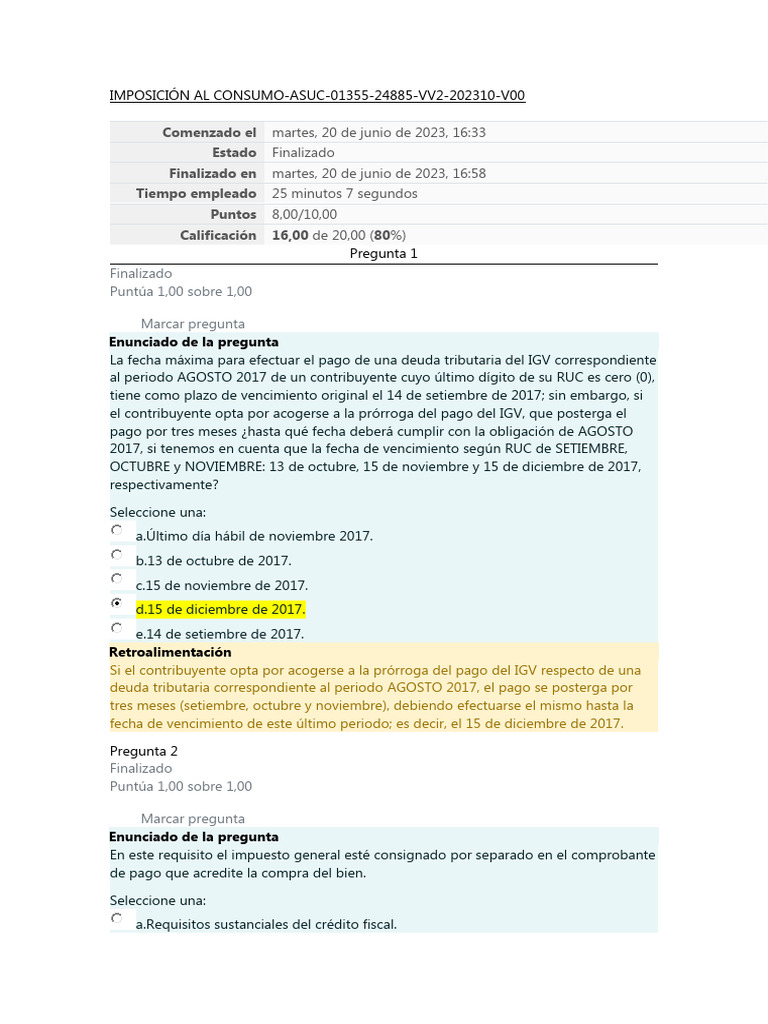 Autoevaluacion #3 Imposicion Al Consumo | PDF | Impuestos | Impuesto sobre la renta
