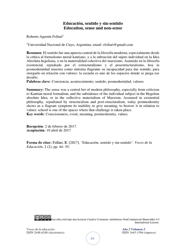 Educación, Sentido y Sin-Senti | PDF | Immanuel Kant | Verdad