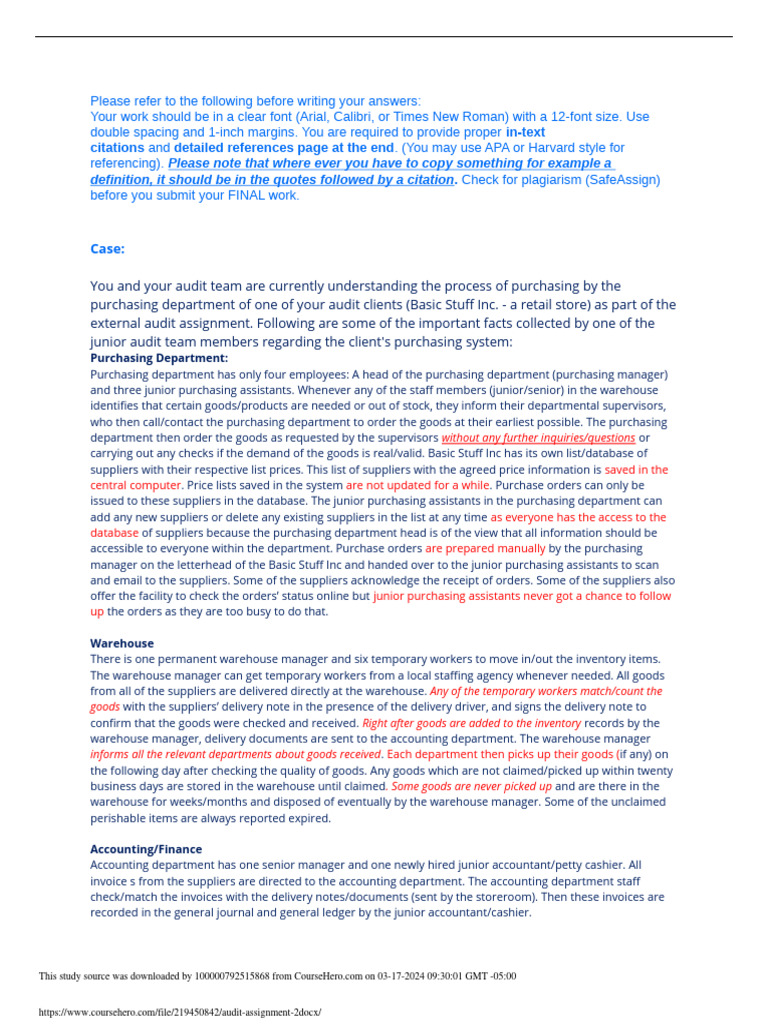 Audit Assignment 2 | PDF | Business