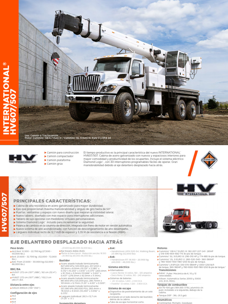 Ficha Tecnica HV 607 - 507 - 081723 | PDF | Camión | Tracción en las ...