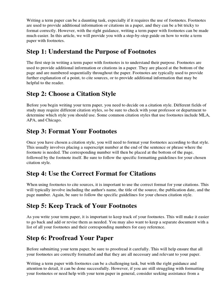 How To Write A Term Paper With Footnotes | PDF | Note (Typography ...