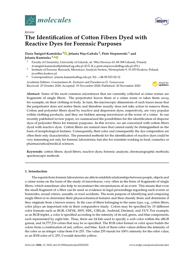 The Identification of Cotton Fibers Dyed With Reac | PDF | Textiles ...