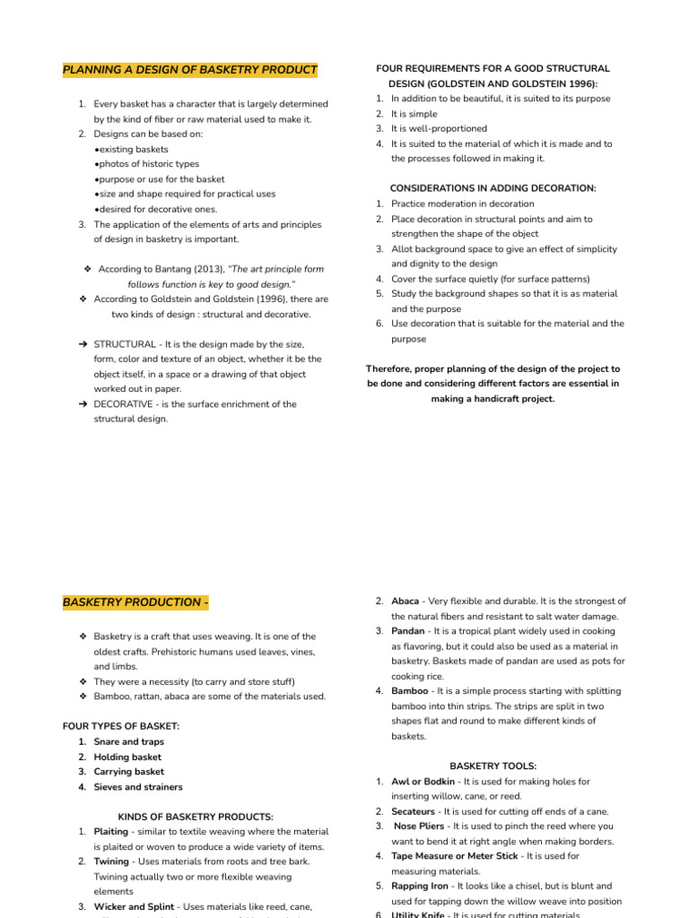 Tle q1 4th | PDF | Basket Weaving | Crafts