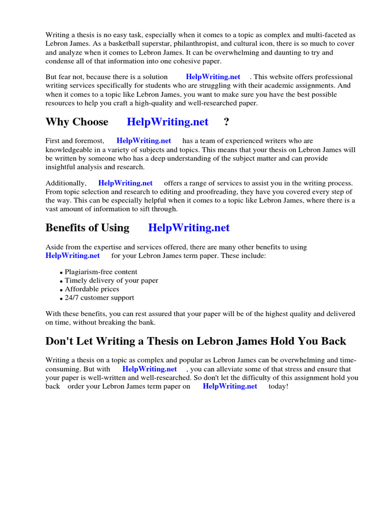 Lebron James Term Paper | PDF | Computing