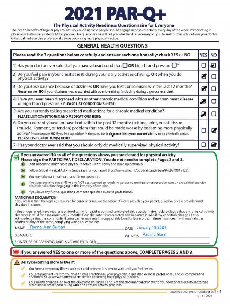 ParQ Plus Jan 2024 | PDF