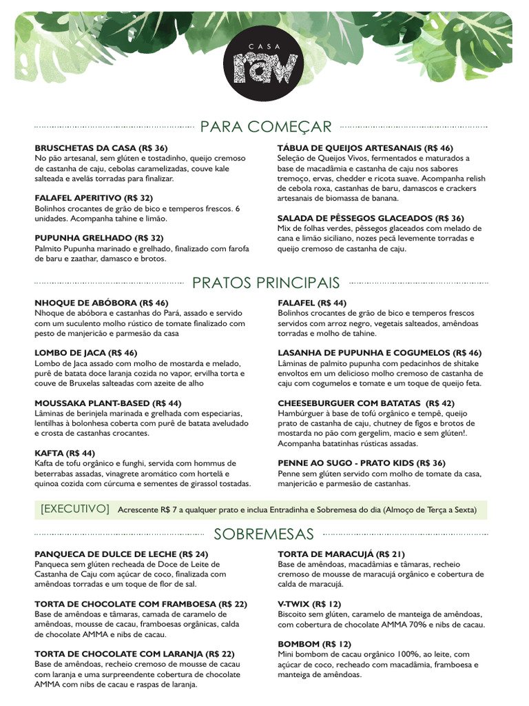 Cópia de Cardapio - Casa Raw | PDF | Vinhos | Chocolate