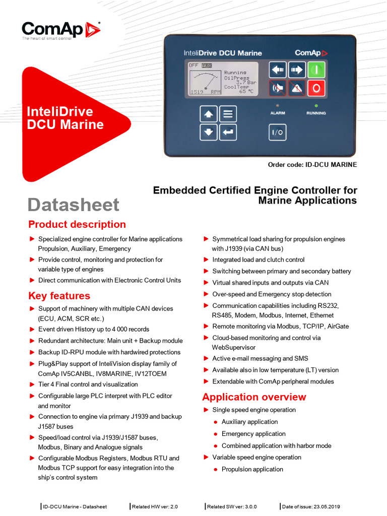 InteliDrive DCU Marine Datasheet | PDF | Power Supply | Manufactured Goods