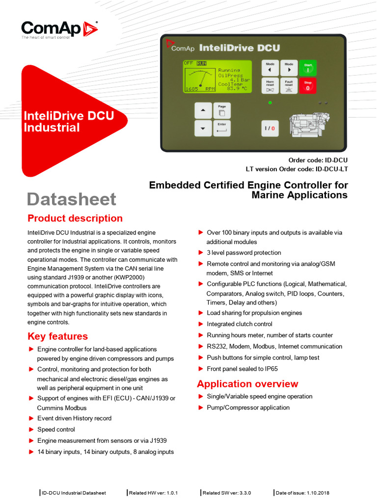 InteliDrive DCU Industrial Datasheet | PDF | Power Supply | Hertz