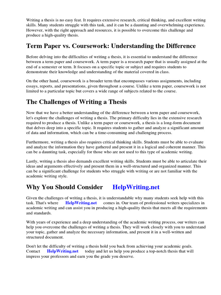 Term Paper Vs Coursework | PDF | Thesis | Essays