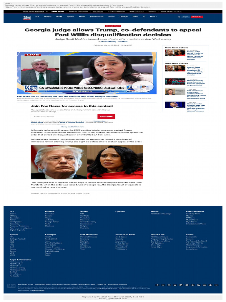 Georgia Judge Allows Trump, Co-Defendants To Appeal Fani Willis Disqu ...