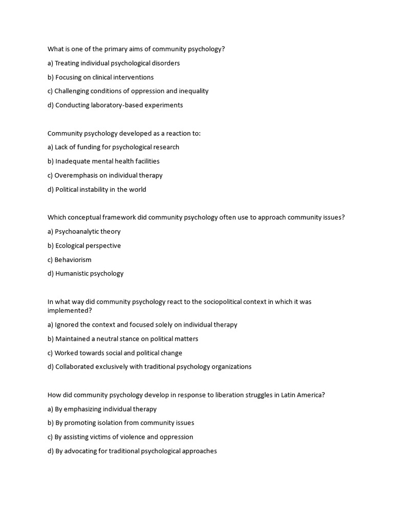 Psych Multiple Choice Questions (30 Augustus 2023) | PDF | Empowerment ...